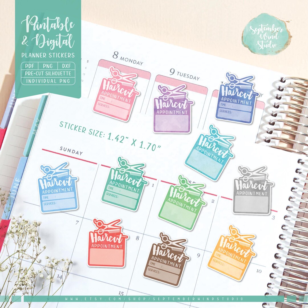 Haircut Appointment Printable Planner Stickers, Haircut Planner ...