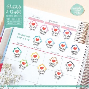 Family Time Printable Planner Stickers, Family Time Digital Stickers ...
