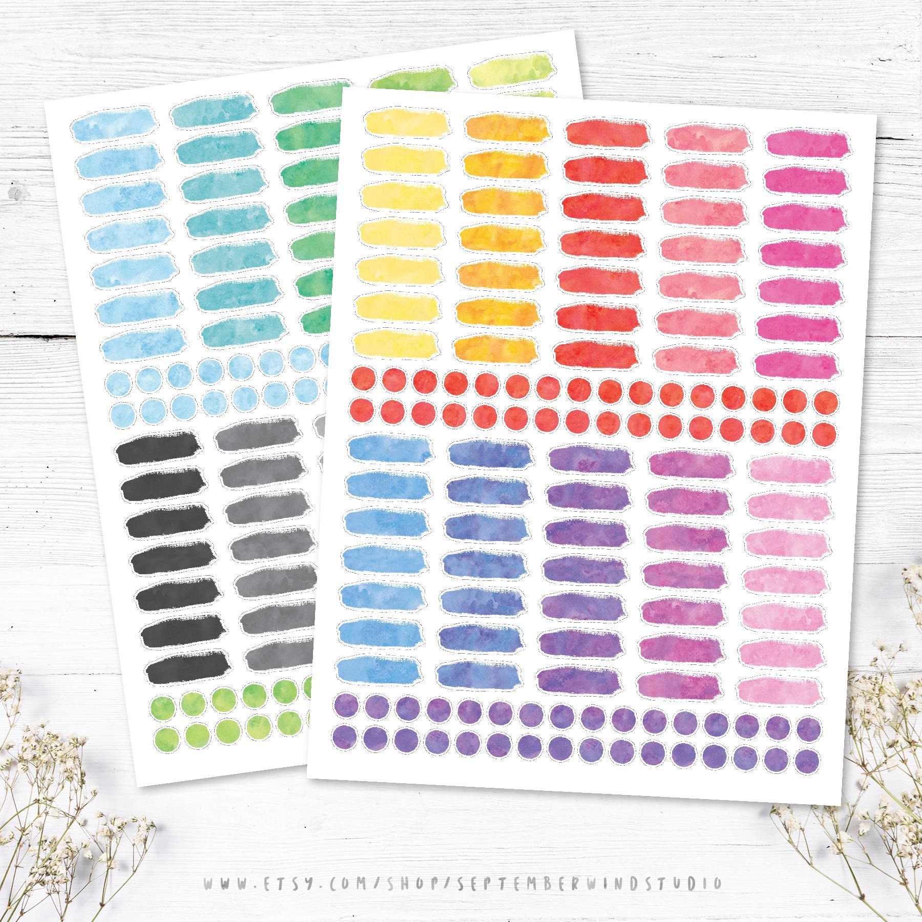 Blank Date Cover Printable Planner Stickers Watercolor | Etsy