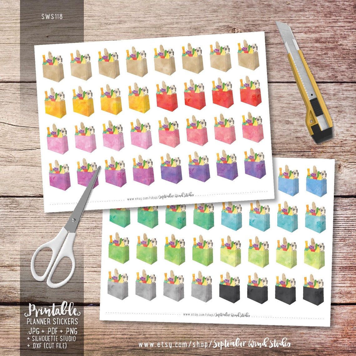 Grocery Printable Planner Stickers Groceries Planner | Etsy