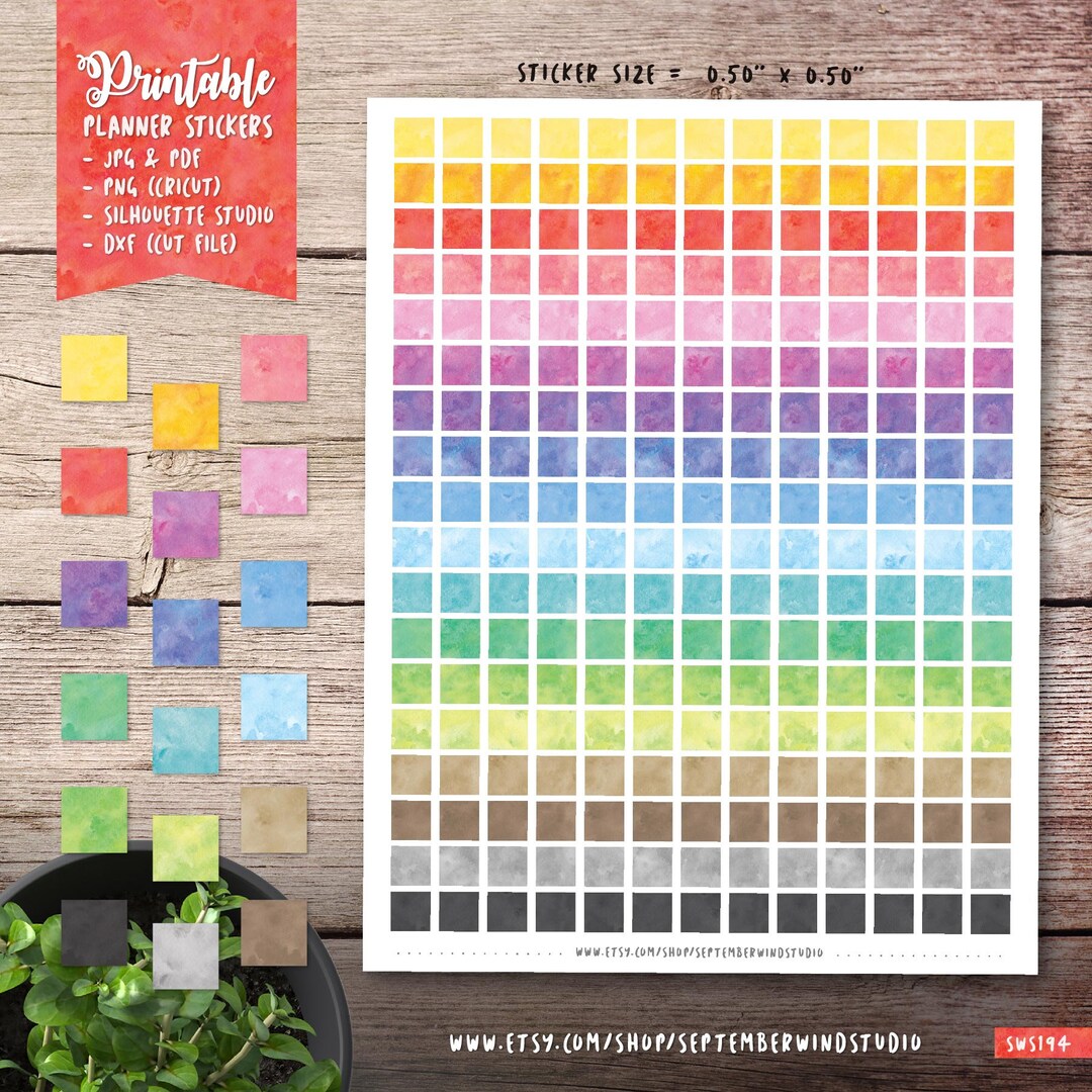 Blank Square Printable Planner Stickers, Blank Box Stickers, Erin ...