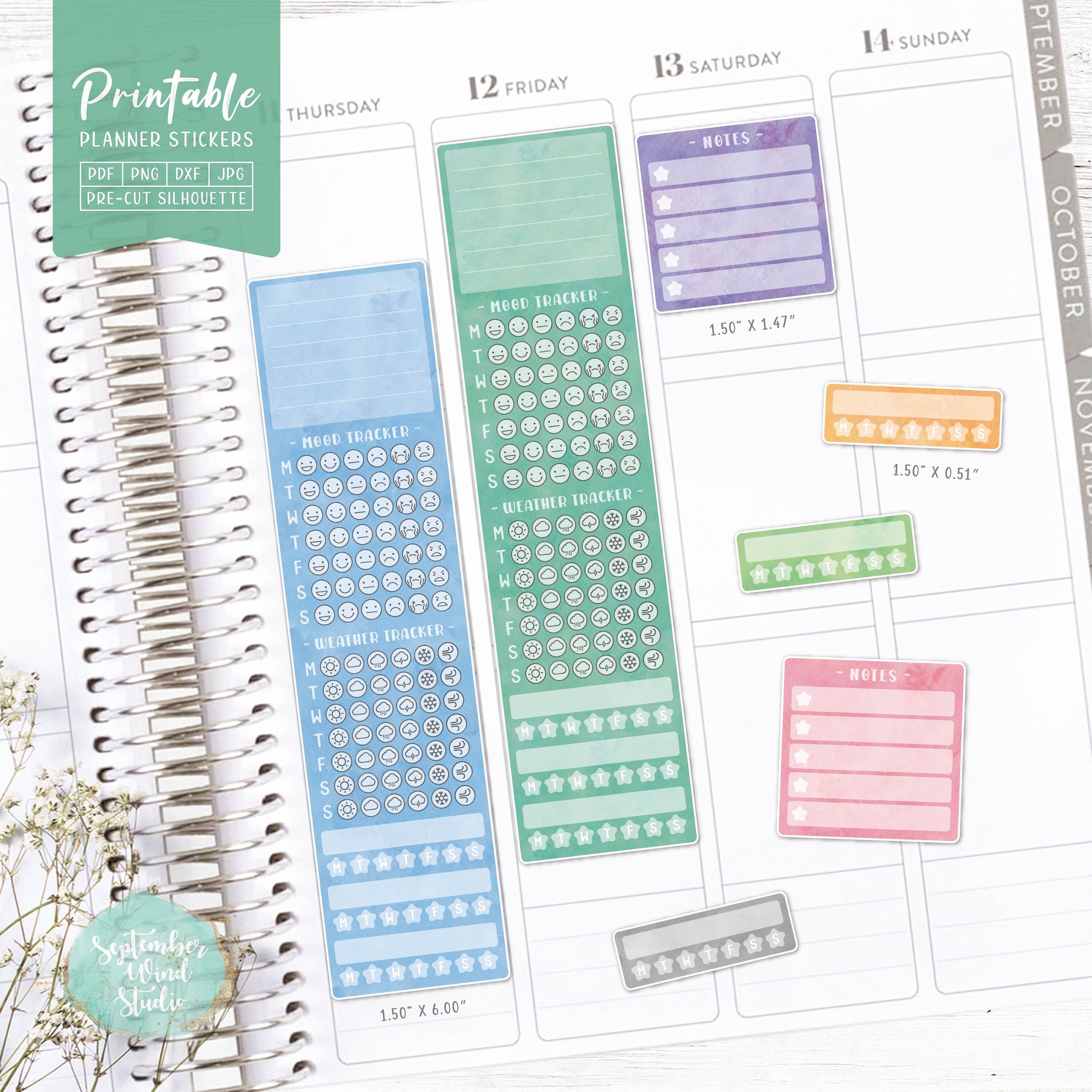 Sidebar Planner Stickers: Printable & Digital (PDF, Cricut, Silhouette ...