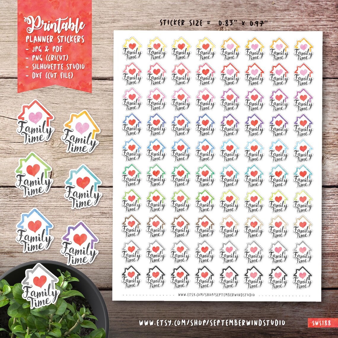 Family Time Printable Planner Stickers Family Time Stickers | Etsy