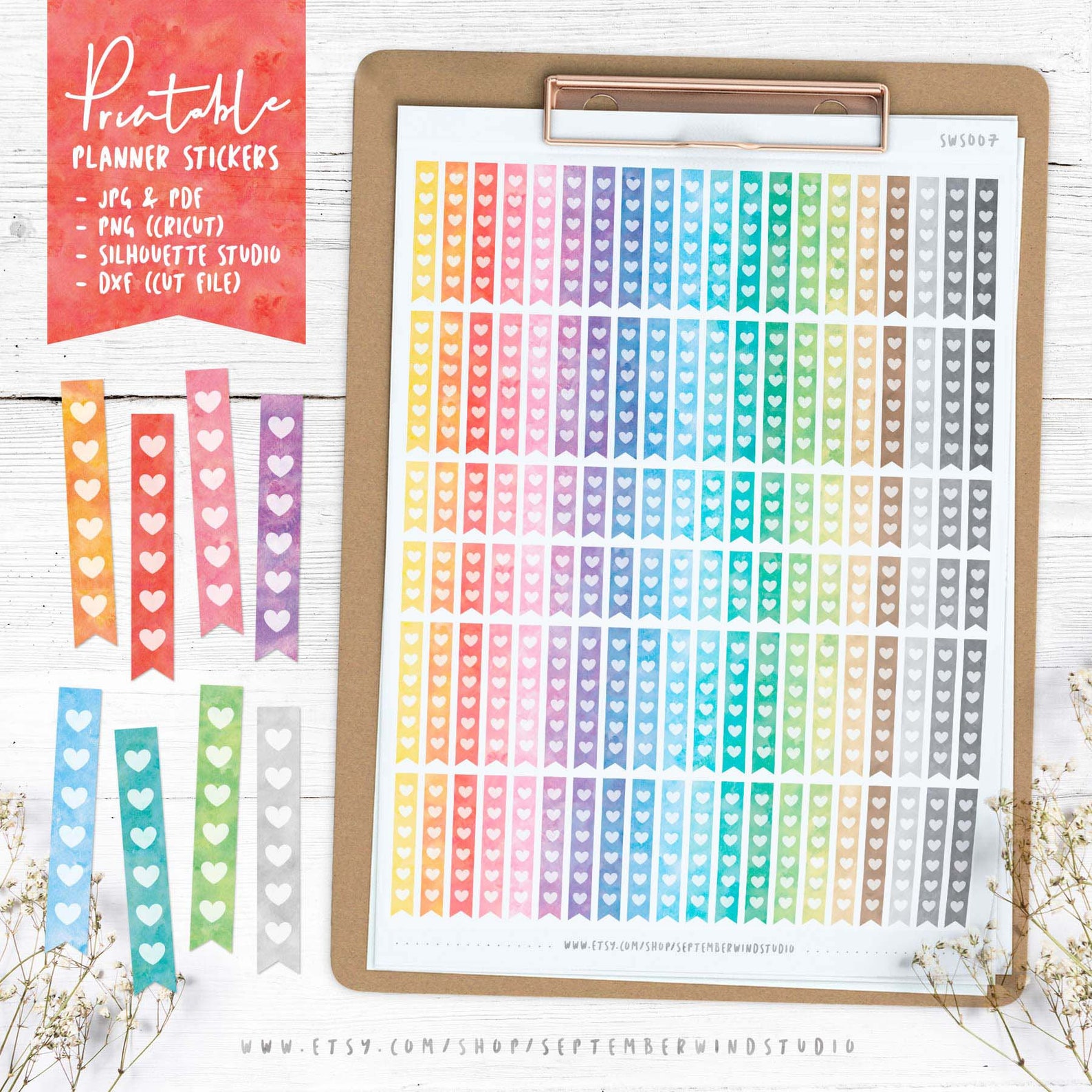Heart Checklist Printable Planner Stickers Erin Condren - Etsy