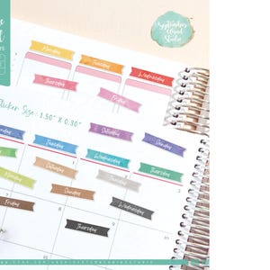 Days of the Week Printable Planner Stickers, Date Cover Planner ...