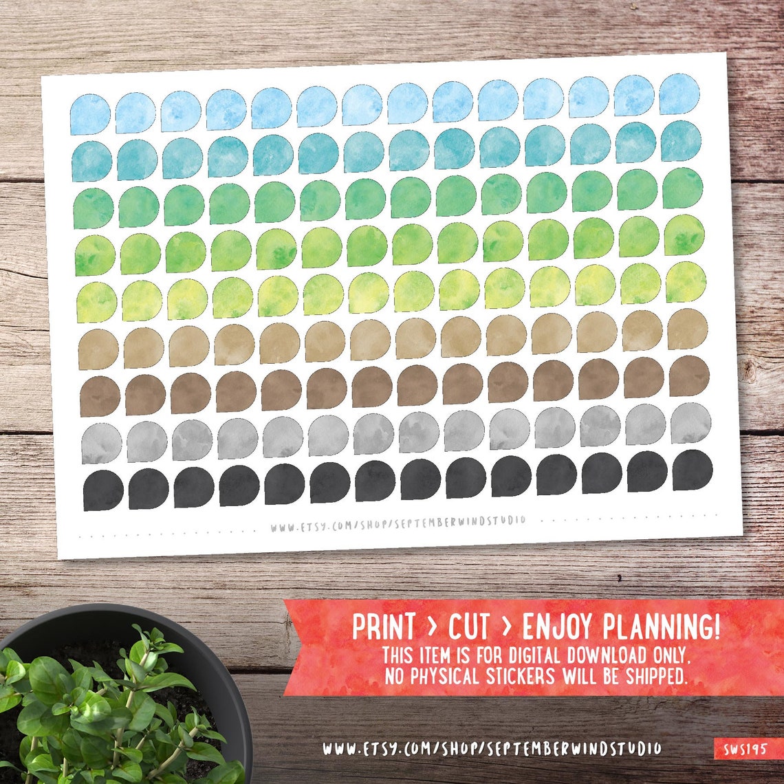 Teardrop Printable Planner Stickers Tear Drop Stickers Erin | Etsy