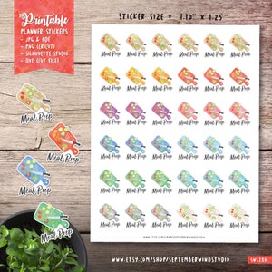 Meal Prep Printable Planner Stickers, Cook Stickers, Watercolor ...