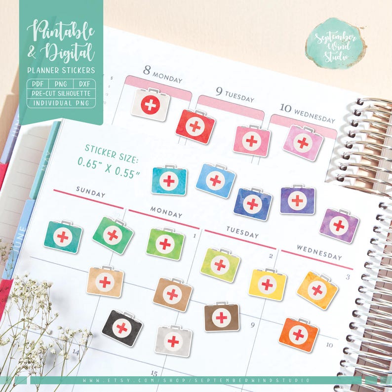 First Aid Box Planner Stickers: Printable & Digital (PDF, Cricut ...