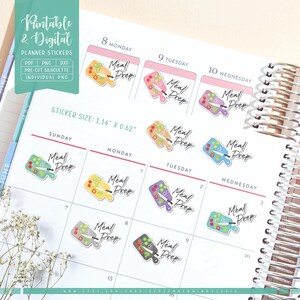 Meal Prep Printable Planner Stickers, Cook Stickers, Watercolor Chores ...