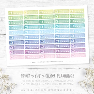 TV Movie Printable Planner Stickers, Watercolor TV Movie Stickers ...