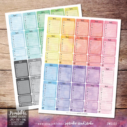 Meals Printable Planner Stickers Watercolor Meals Stickers - Etsy