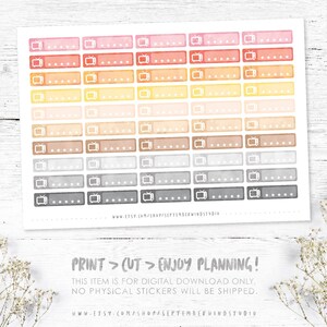 TV Movie Printable Planner Stickers, Watercolor TV Movie Stickers ...