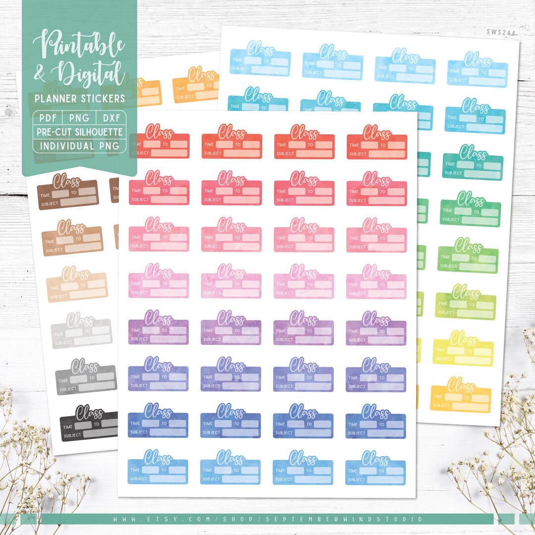 Class Schedule Planner Stickers: Printable & Digital (PDF, Cricut ...