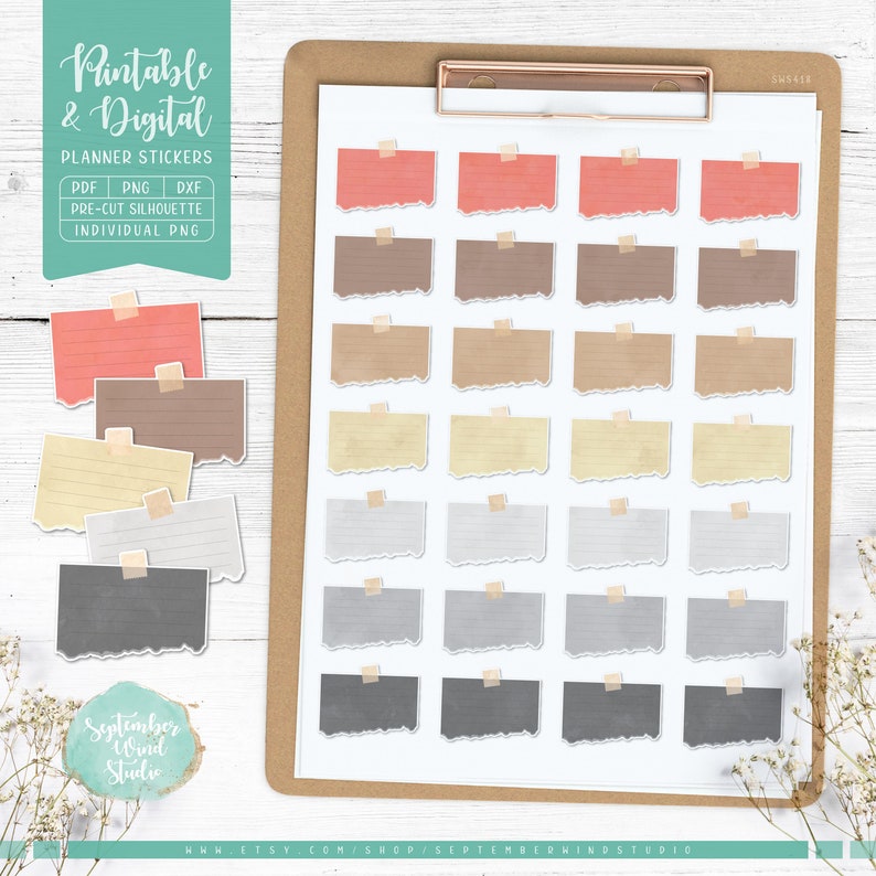 Watercolor Sticky Notes Planner Stickers: Printable & Digital (PDF ...