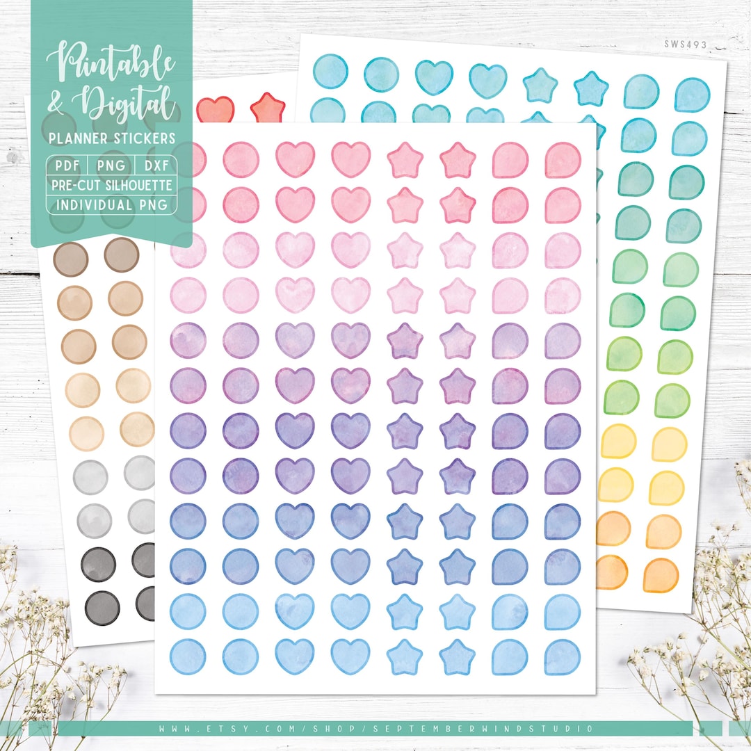 Shape Planner Stickers: Printable & Digital (PDF, Cricut, Silhouette ...