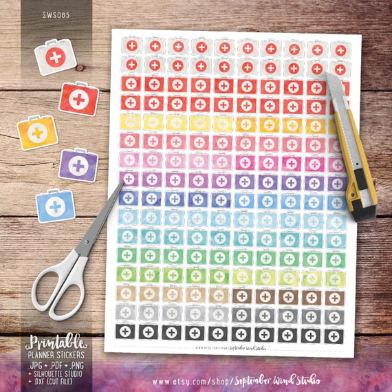 Frist Aid Kit Printable Planner Stickers Medication Stickers | Etsy