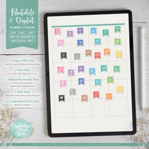 Date Flags Printable & Digital Planner Stickers, Date Covers Stickers ...