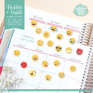 Emoticon Planner Stickers: Printable & Digital (PDF, Cricut PNG ...