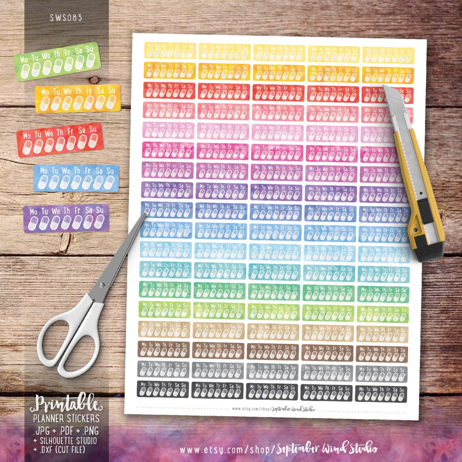 Weekly Pill Printable Planner Stickers Pill Stickers - Etsy