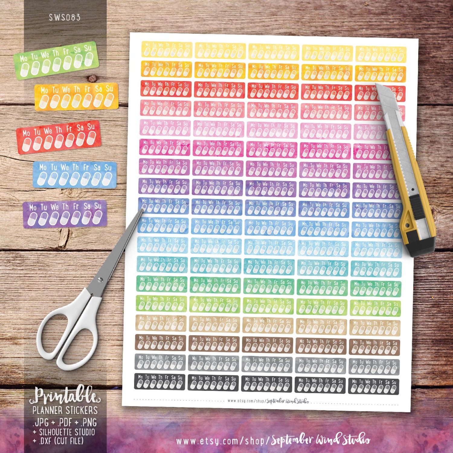 Weekly Pill Printable Planner Stickers Pill Stickers - Etsy