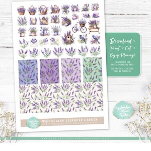 Lavender Weekly Planner Stickers, Floral Watercolor Kit (digital ...