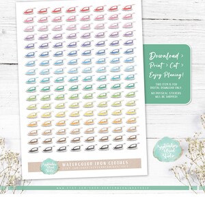 Iron Printable Planner Stickers, Watercolor Iron Stickers, Iron Clothes ...