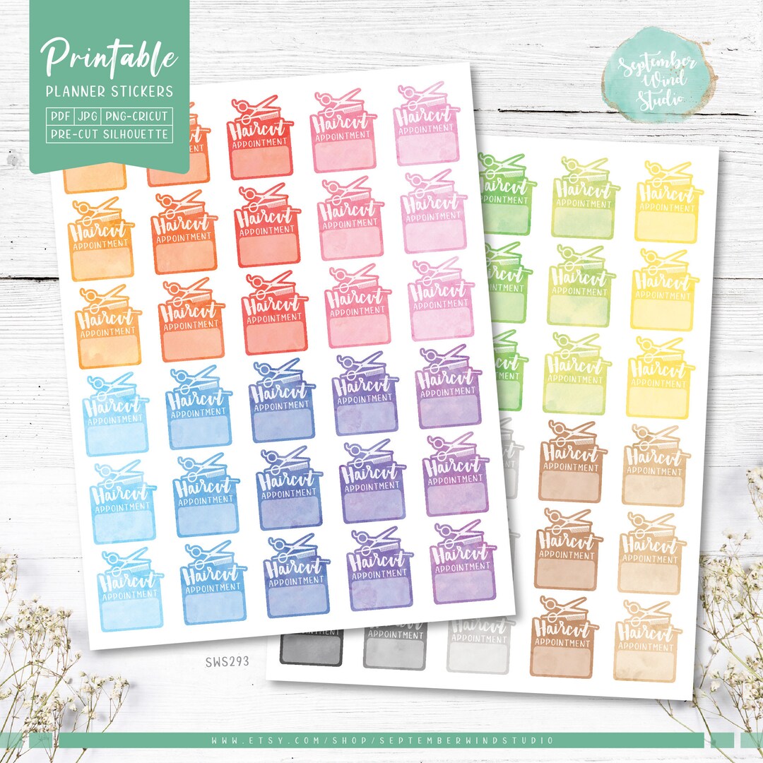 Haircut Appointment Printable Planner Stickers Haircut - Etsy