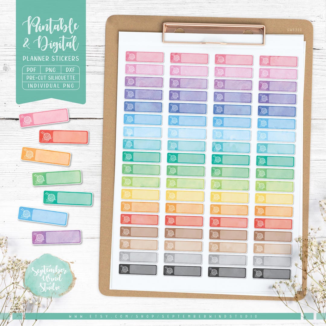 Knitting Planner Stickers: Printable & Digital (PDF, Cricut, Silhouette ...