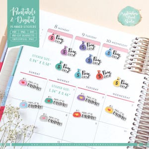 Payday Printable Planner Stickers, Payday Digital Stickers, Watercolor ...