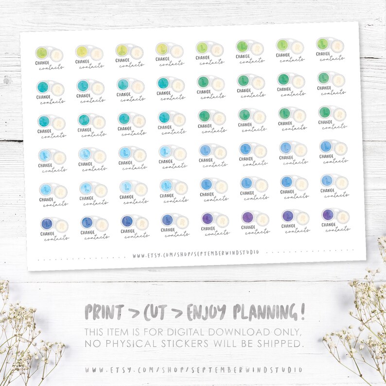 Change Contacts Printable Planner Stickers Contact Lenses - Etsy