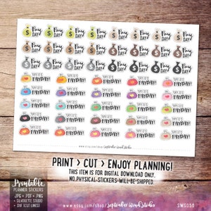 Payday Printable Planner Stickers, Watercolor Payday Stickers, Bill Due ...