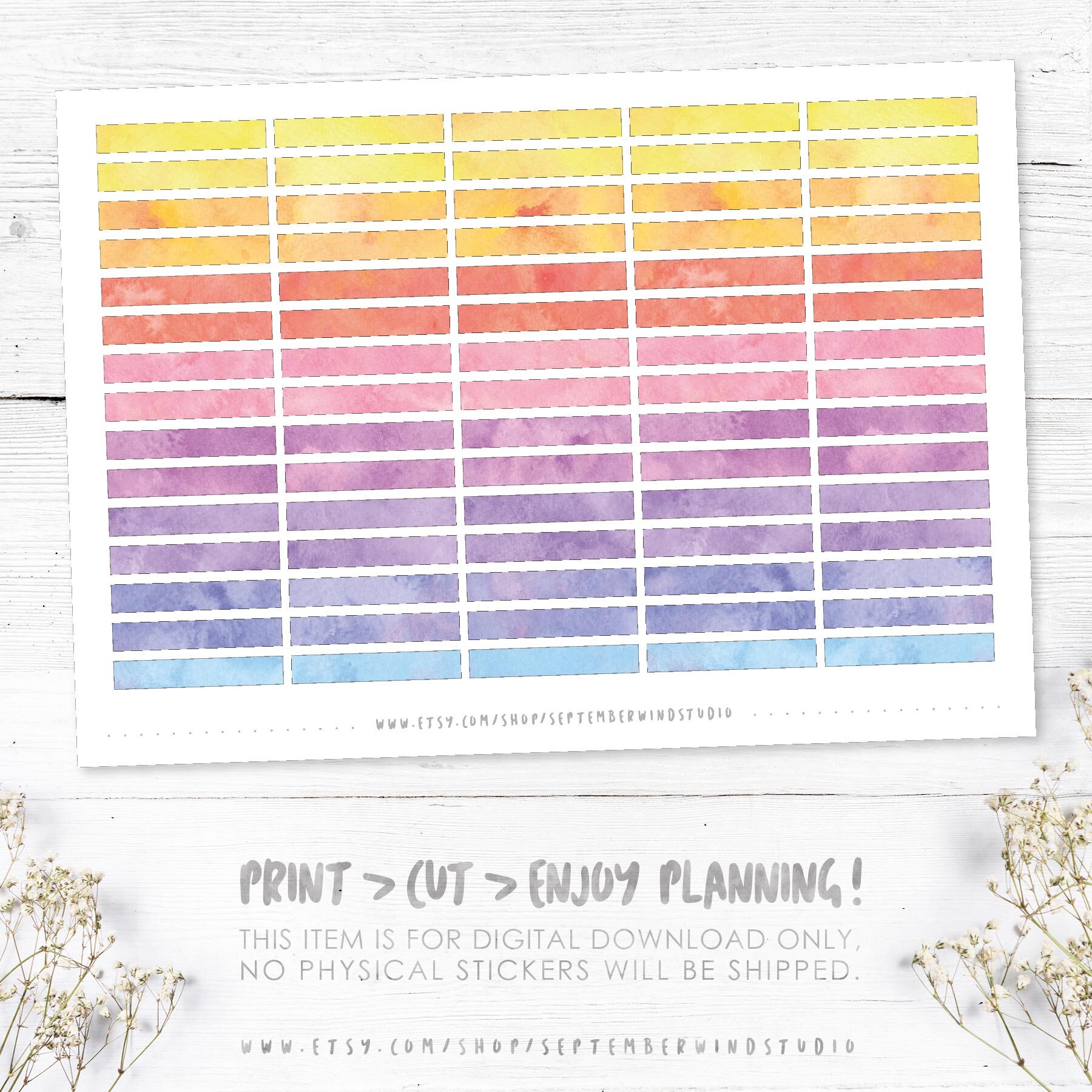 Blank Headers Printable Planner Stickers Watercolor Header - Etsy