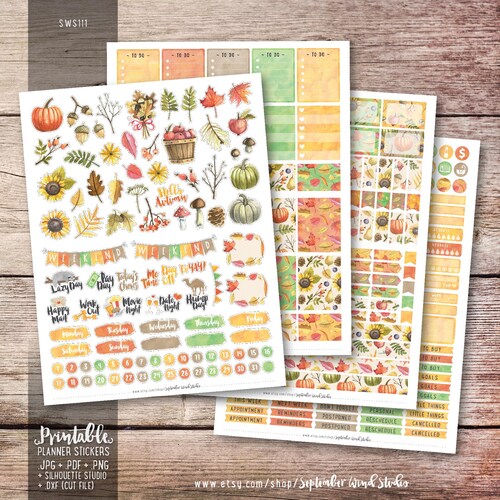 Fall Printable Planner Stickers Fall Weekly Kit Printable | Etsy