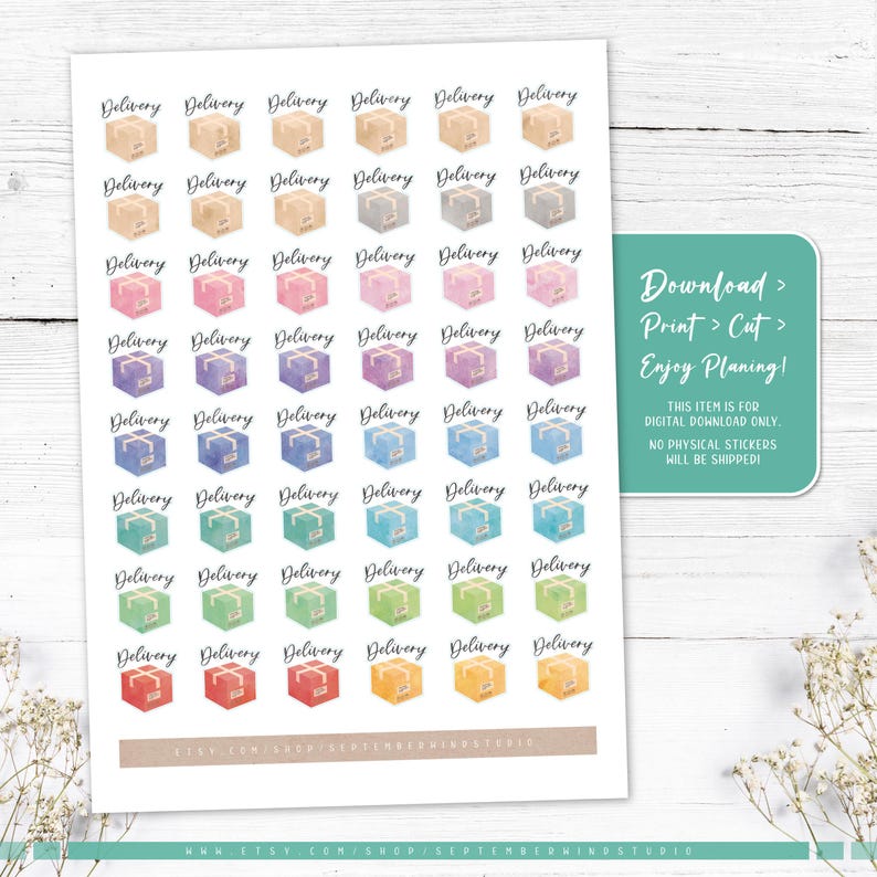 Delivery Box Planner Stickers: Printable & Digital (PDF, Cricut ...