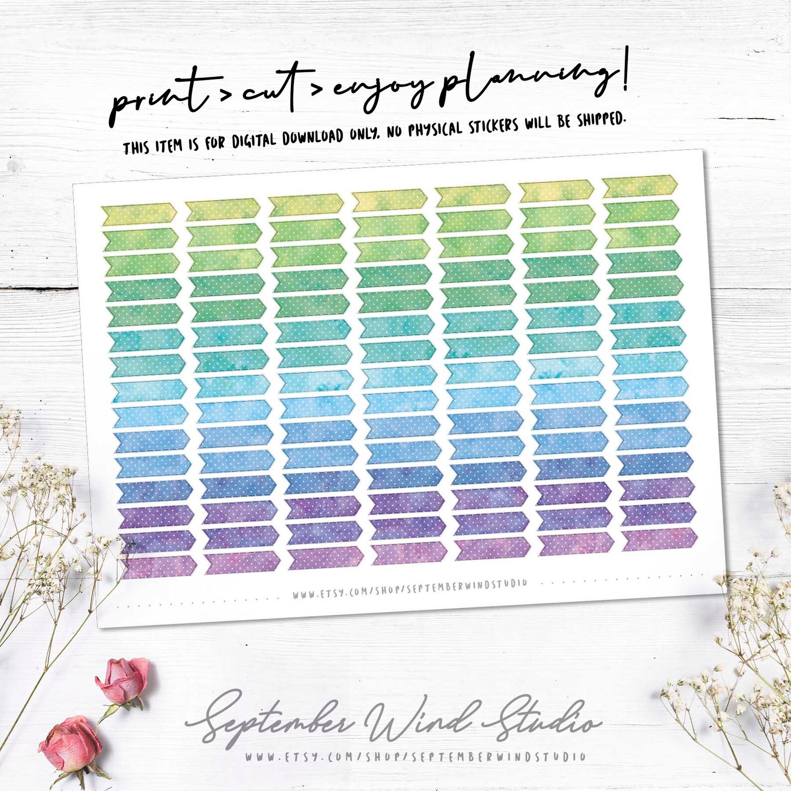 Ribbon Banner Printable Planner Stickers Ribbon Watercolor - Etsy