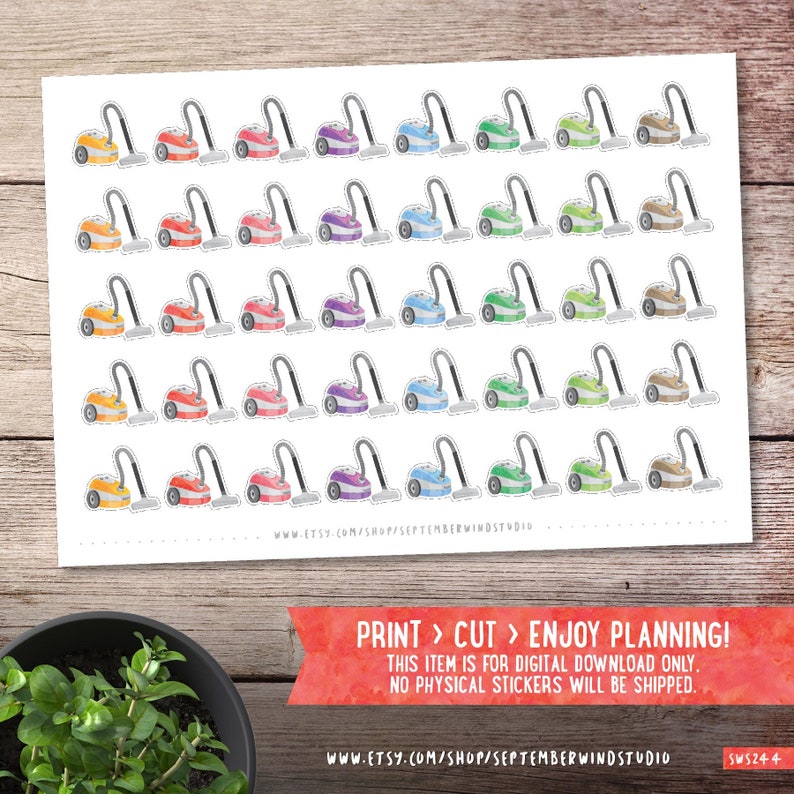 Vacuum Printable Planner Stickers Cleaning Stickers - Etsy