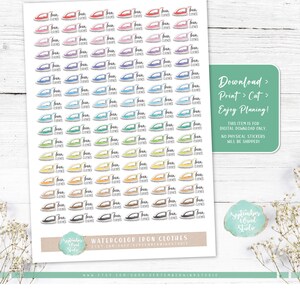 Iron Printable Planner Stickers, Watercolor Iron Stickers, Iron Clothes ...