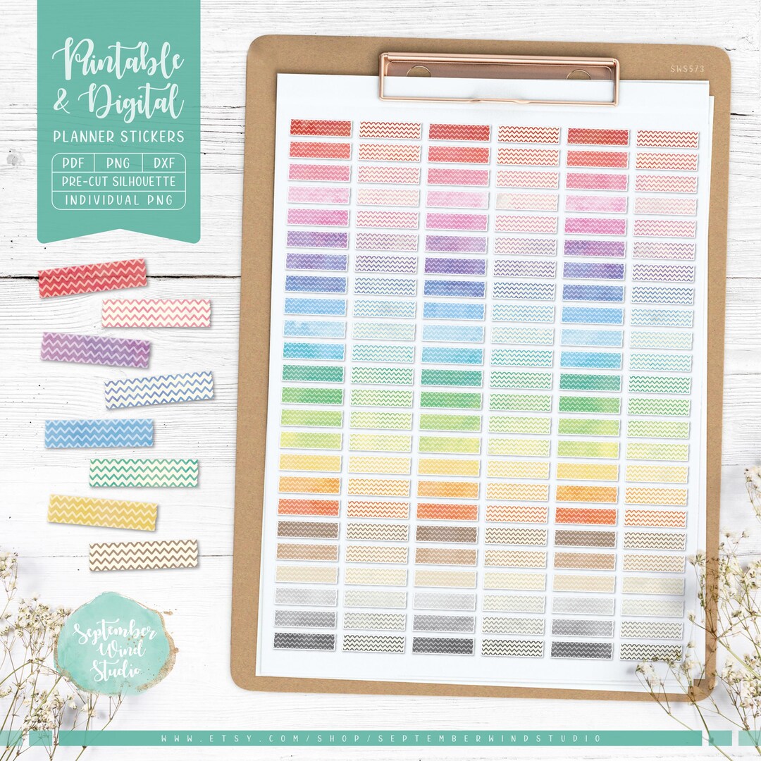 Washi Tape Printable Planner Stickers, Washi Tape Digital Stickers, Pre ...