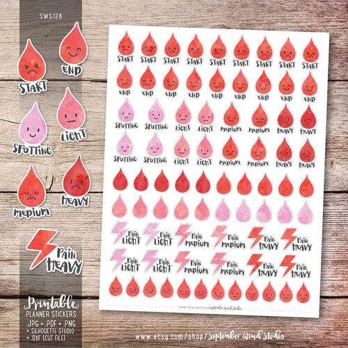 Period Tracker Printable Planner Stickers Instant Download - Etsy