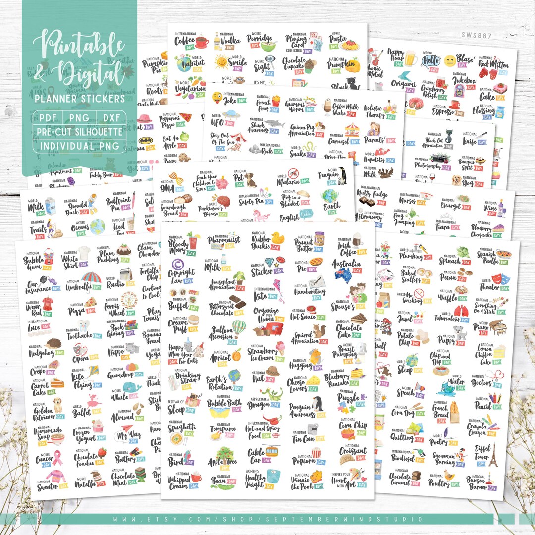 Wacky Holidays Printable & Digital Planner Stickers - Etsy