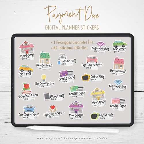 Payment Due Digital Planner Stickers Goodnotes Stickers - Etsy