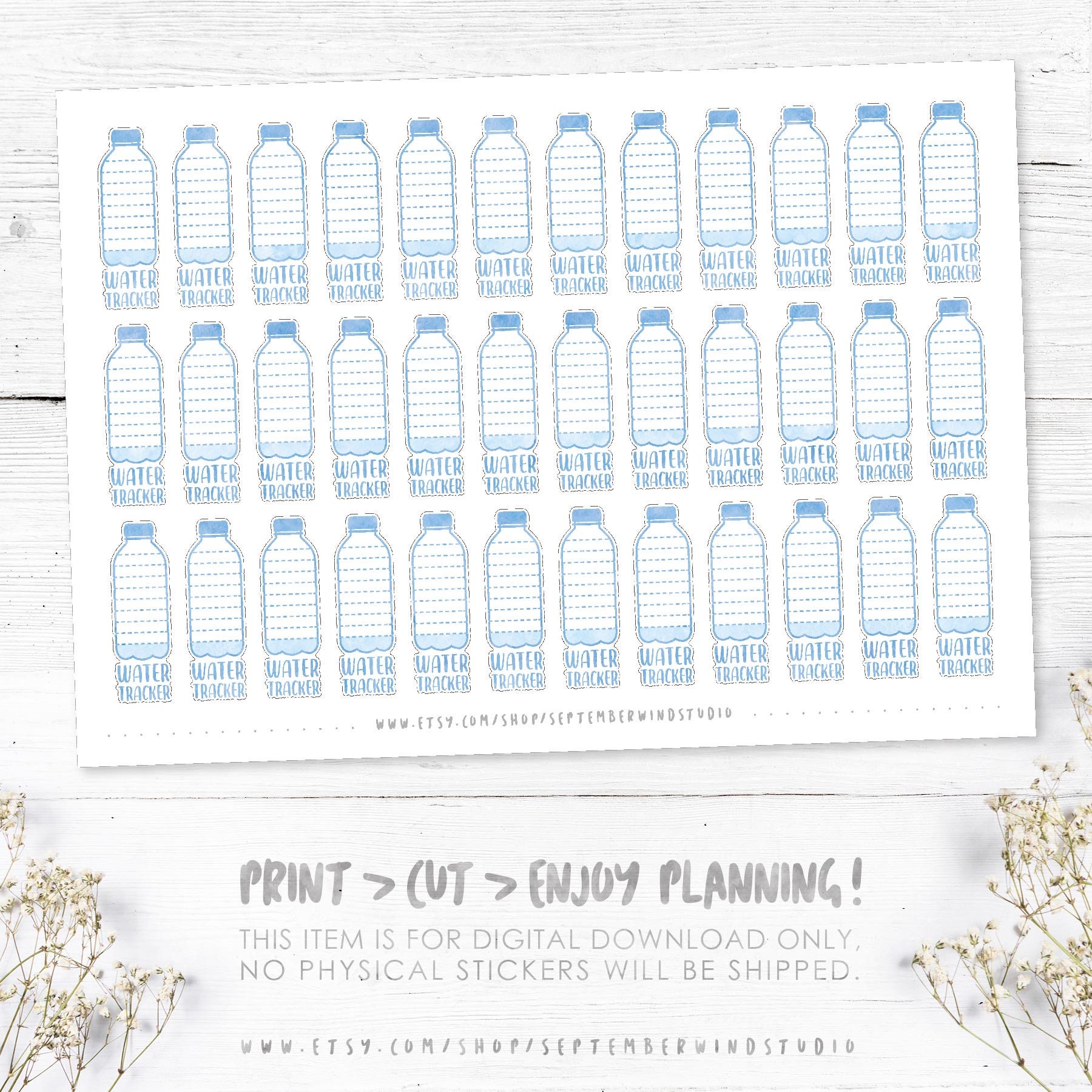 Water Tracker Printable Planner Stickers Hydrate Stickererin - Etsy