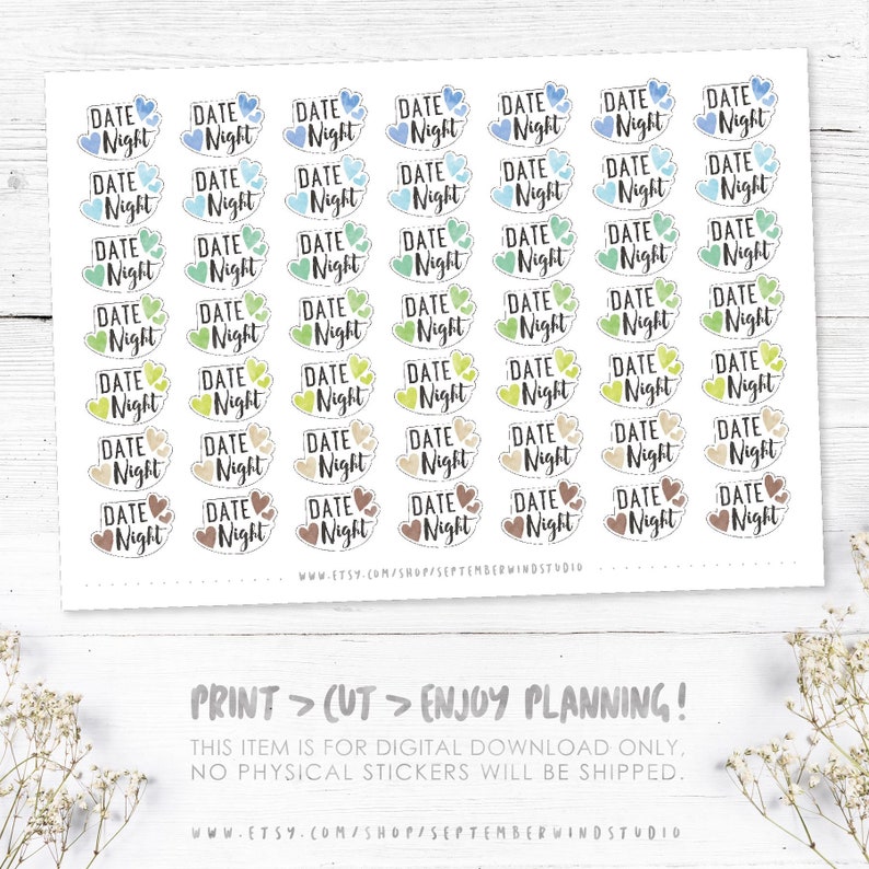 Date Night Printables Planner Stickers Date Night Stickers | Etsy