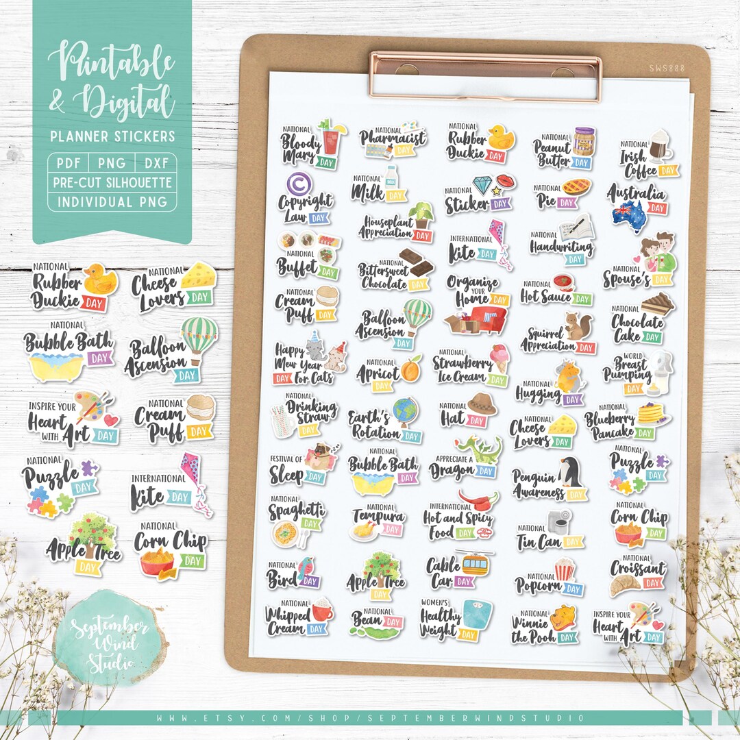 January Wacky Holidays Planner Stickers: Printable & Digital (PDF ...