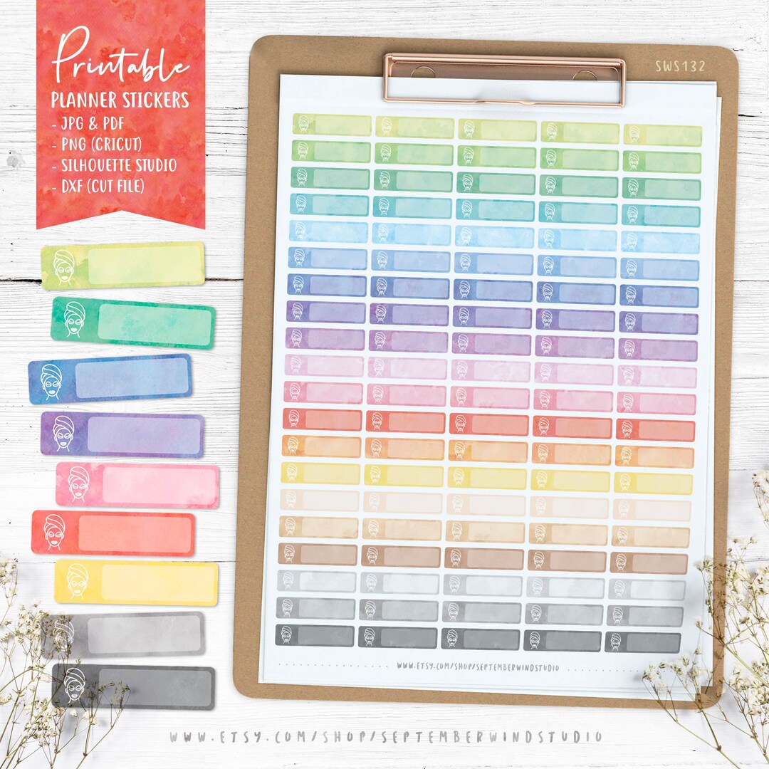 Facial Mask Printable Planner Stickers, Skincare Stickers, Watercolor ...