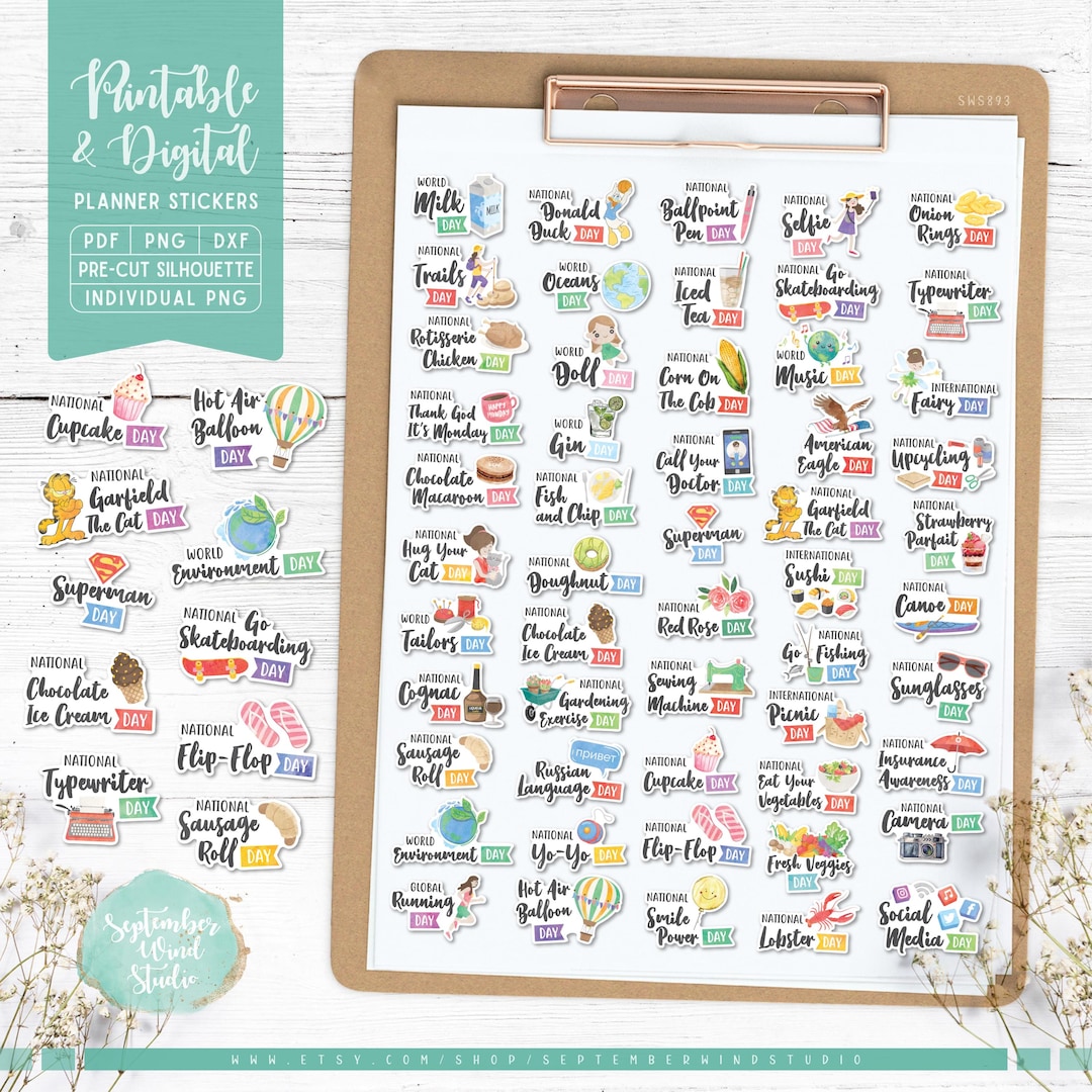 June Wacky Holidays Planner Stickers: Printable & Digital (PDF, Cricut ...
