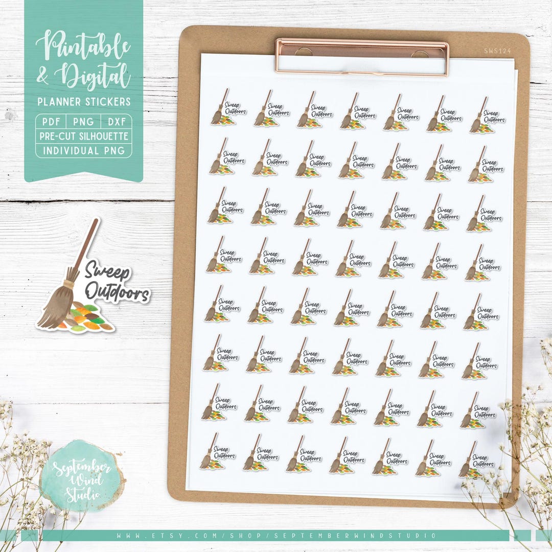Sweep Outdoors Printable & Digital Planner Stickers, Cleaning Stickers ...