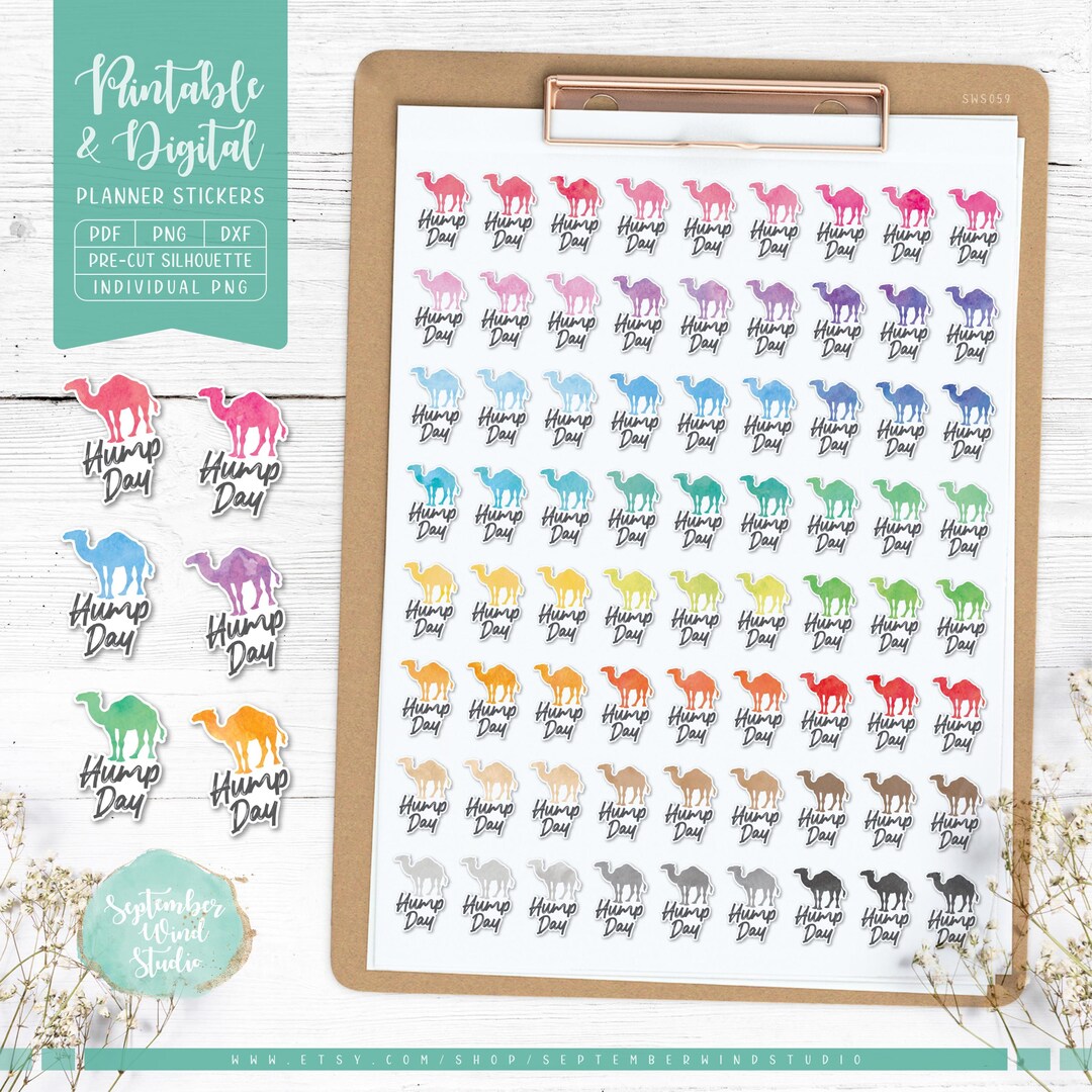 Hump Day Printable Planner Stickers, Hump Day Digital Stickers, Pre ...