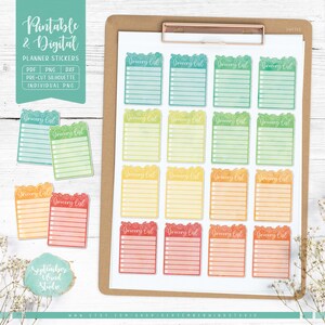 Grocery List Printable Planner Stickers, Grocery List Digital Stickers ...