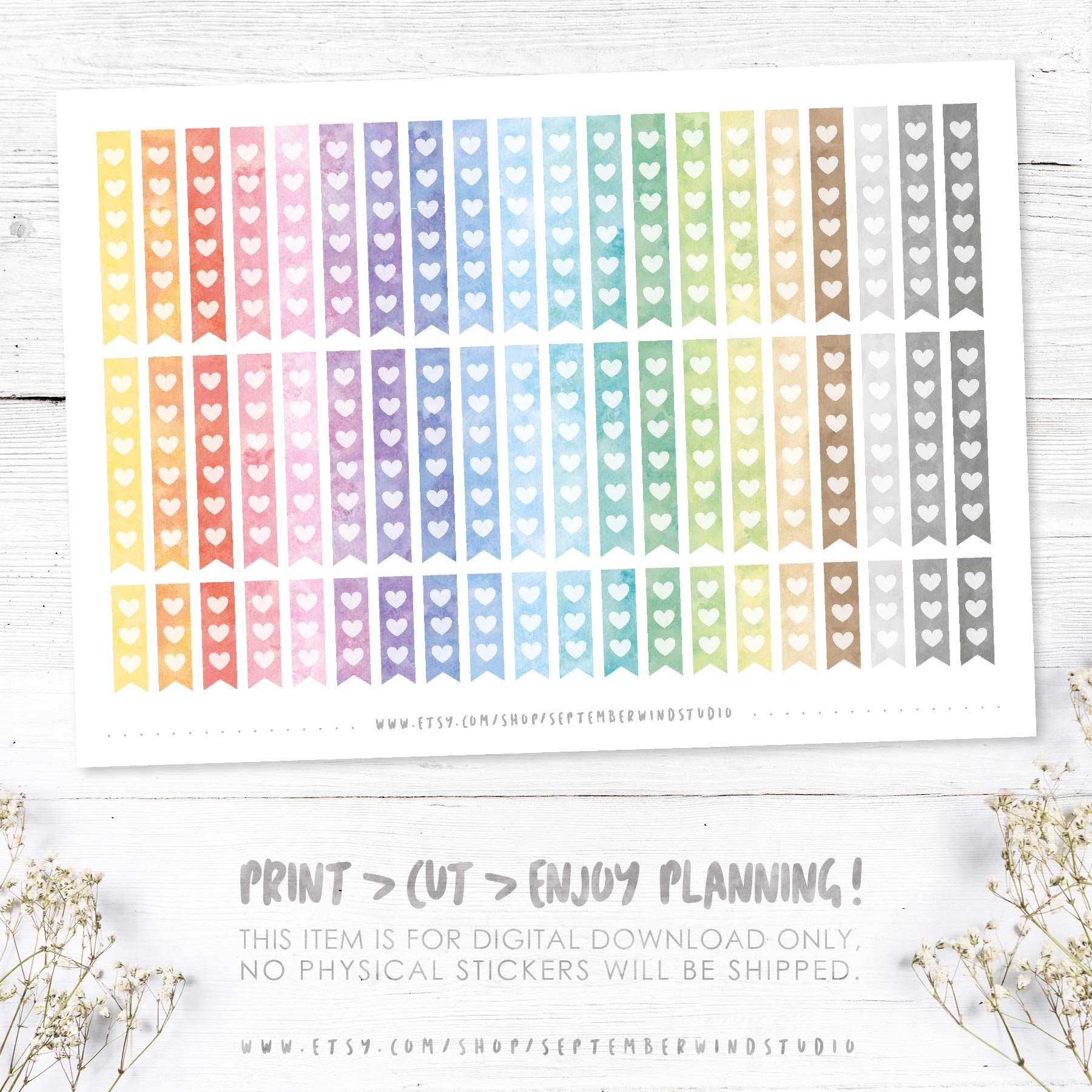 Heart Checklist Printable Planner Stickers Erin Condren - Etsy